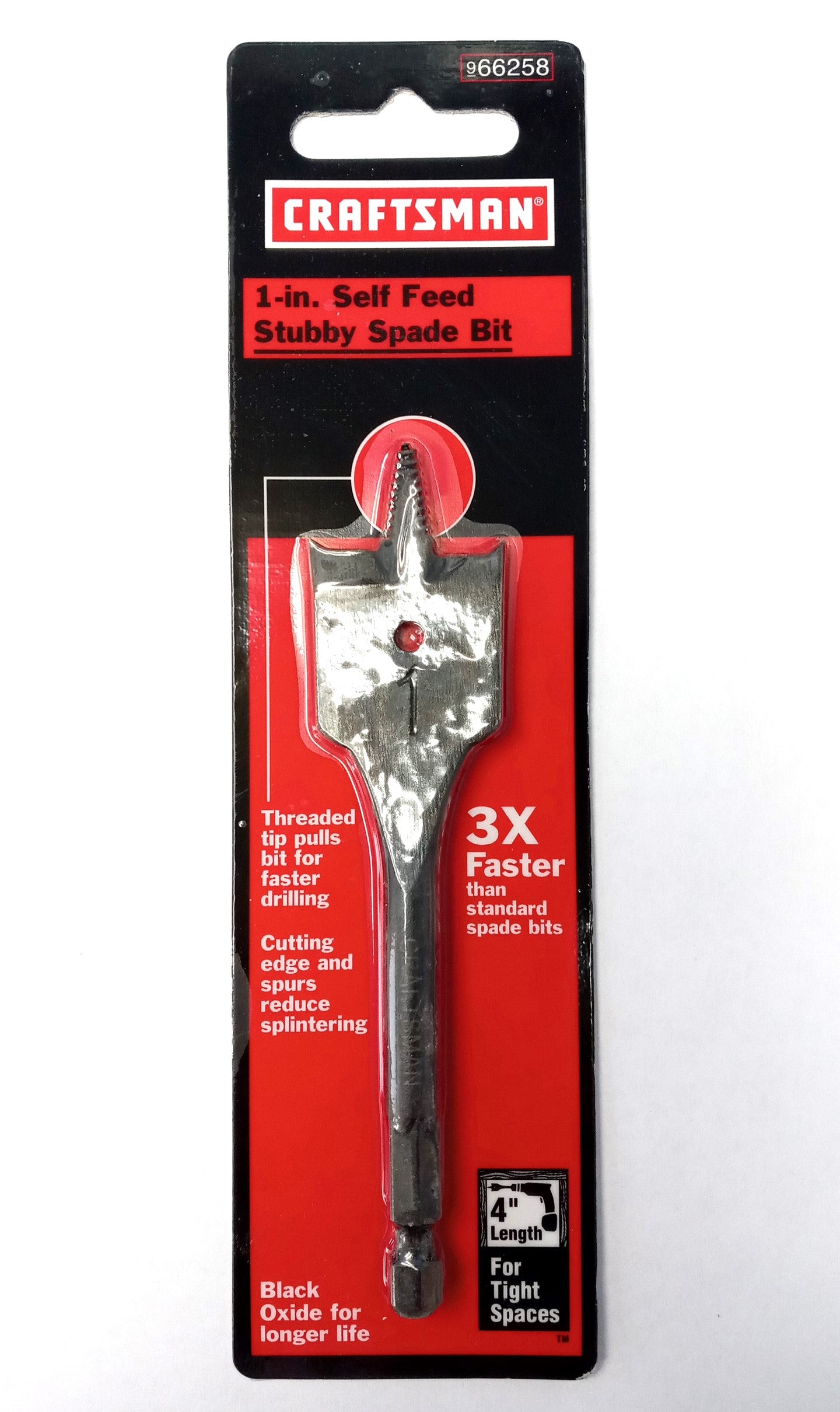 Craftsman 66258 1" x 4" Self Feed Stubby Spade Bit