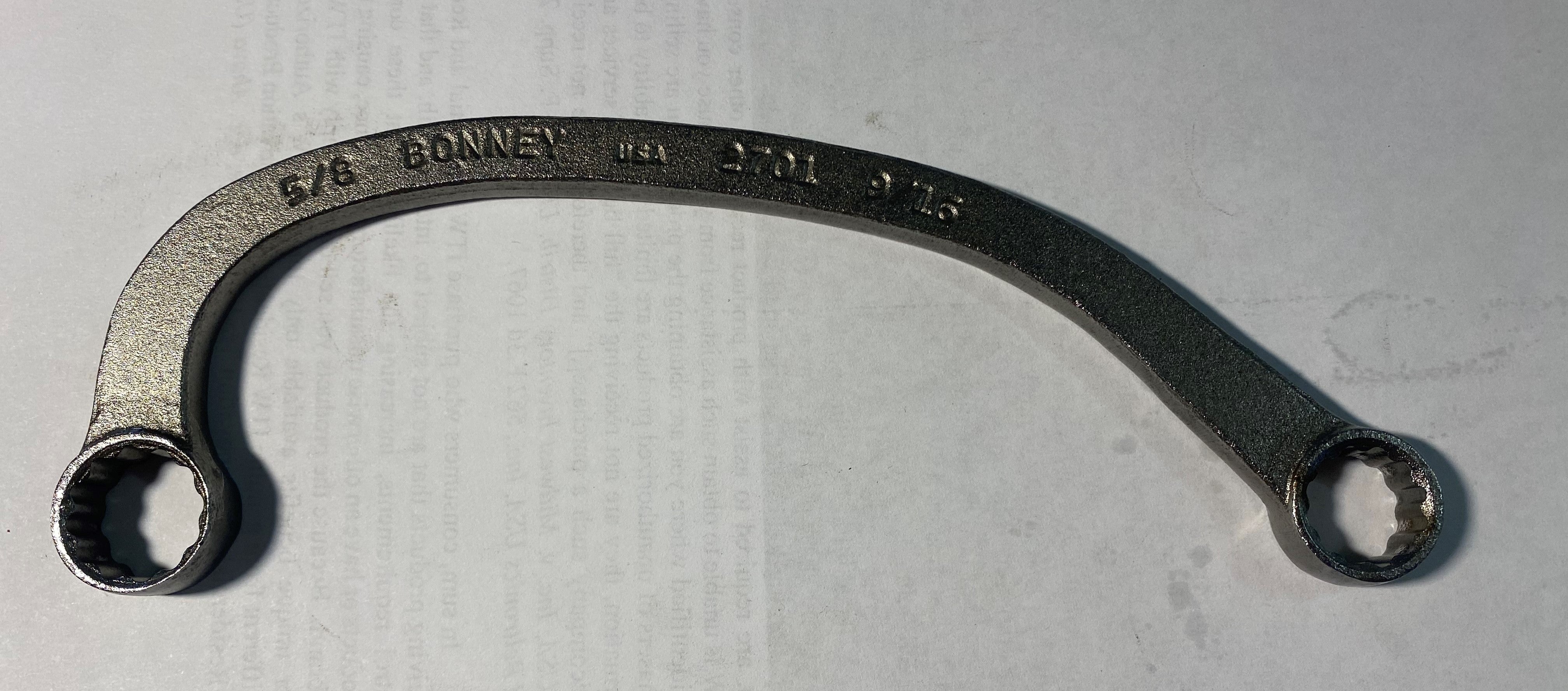 Bonney Tools 2701 Obstruction Wrench USA Made 5/8" x 9/16"